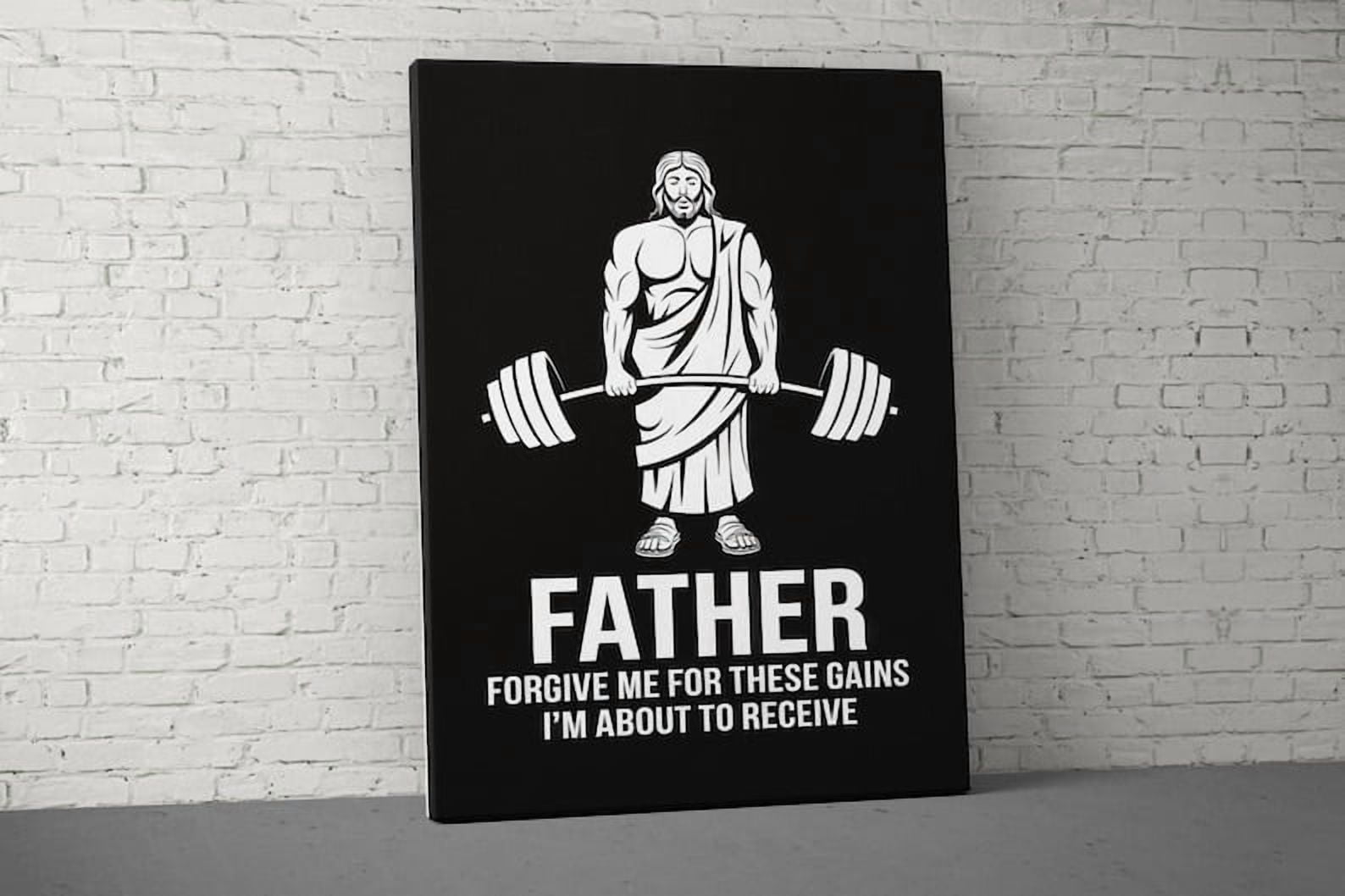 ArtlyWear Jesus Lifting Weights Gym Canvas Wall Art Fitness Motivation ...