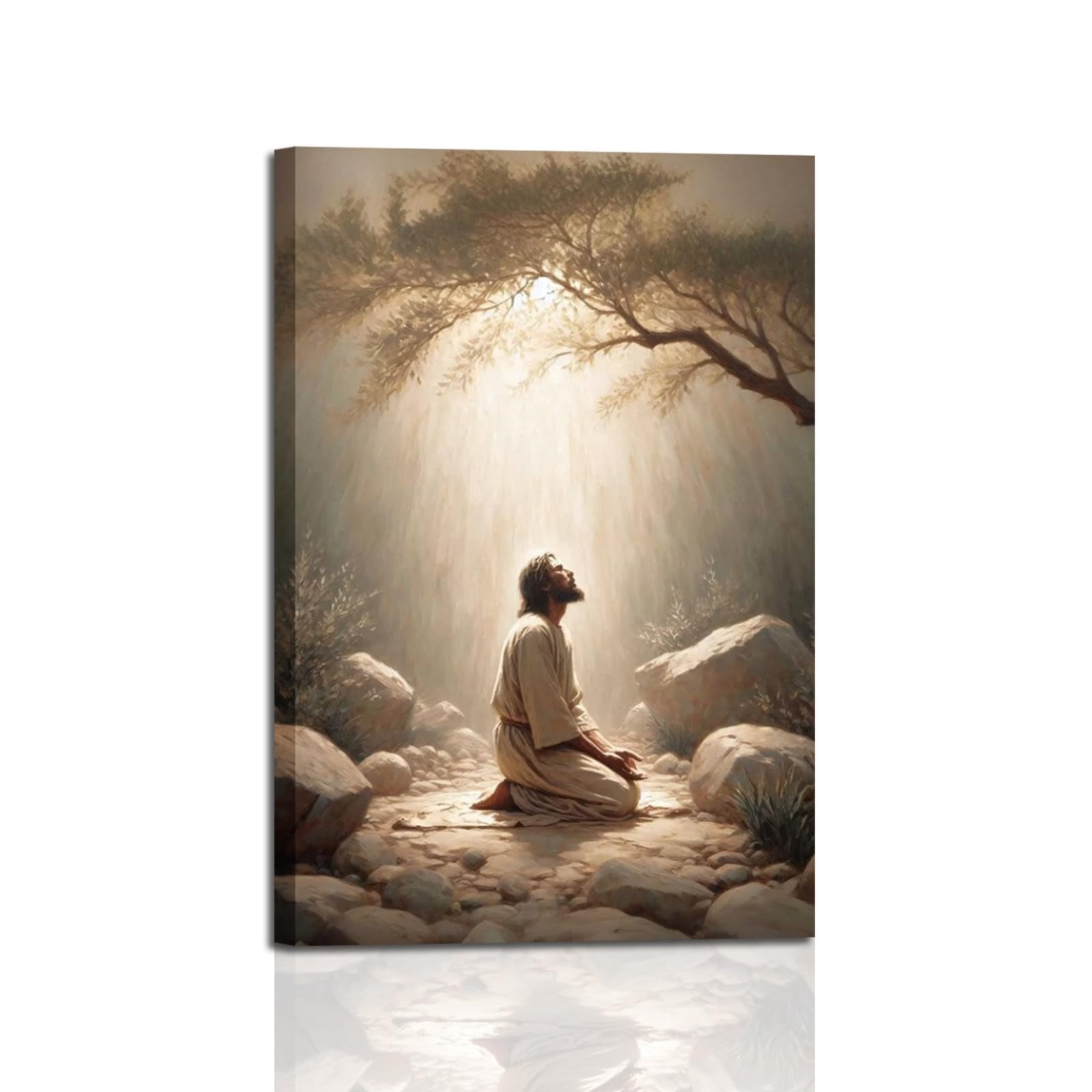 ArtlyWear Jesus Praying Religious Scripture Framed Canvas Wall Art ...