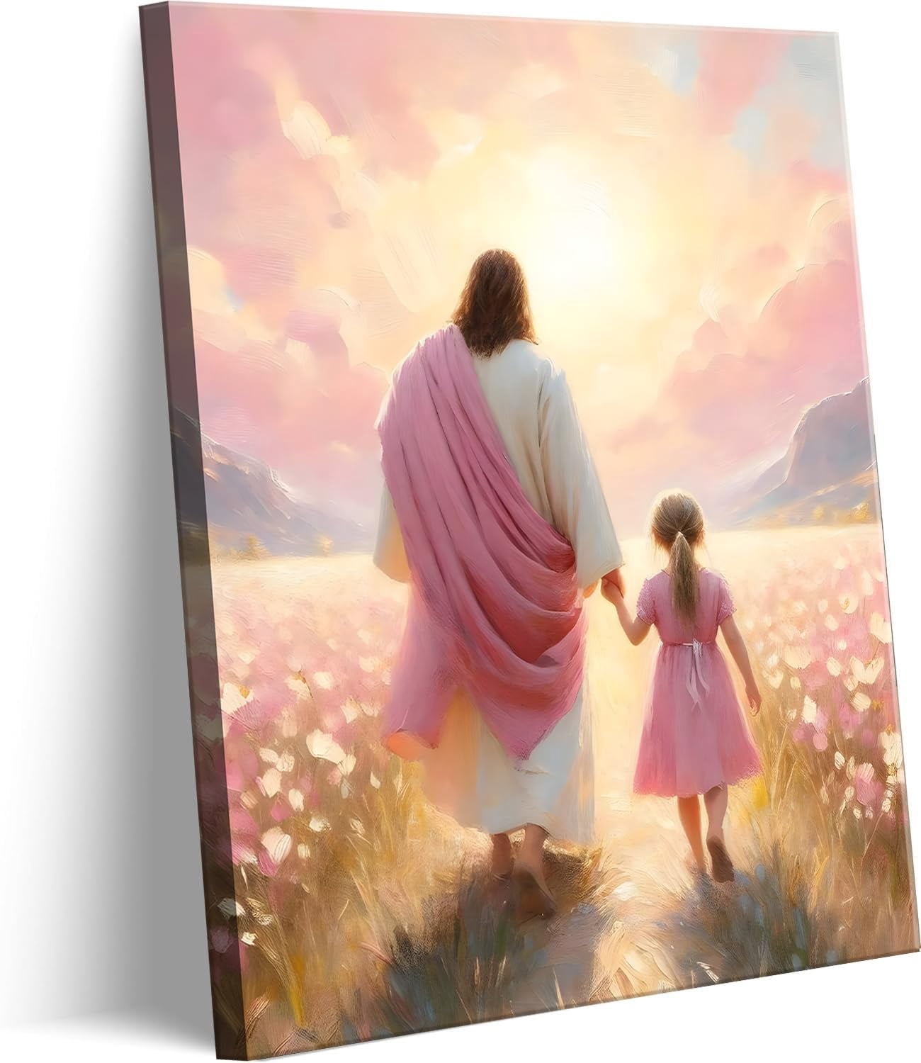 ArtlyWear Jesus Walking with Little Girl Christian Canvas Wall Art ...