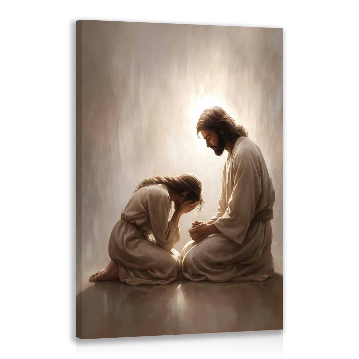 ArtlyWear Jesus and Woman Repentance Sacred Heart Framed Canvas Wall ...