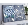 ArtlyWear Just Pray White Butterfly and Hydrangea Flower Canvas Wall ...