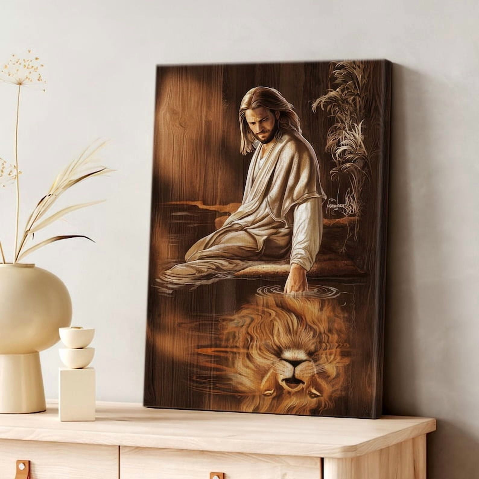 ArtlyWear Lion Within Majestic Reflection of Jesus Strength Canvas Wall ...