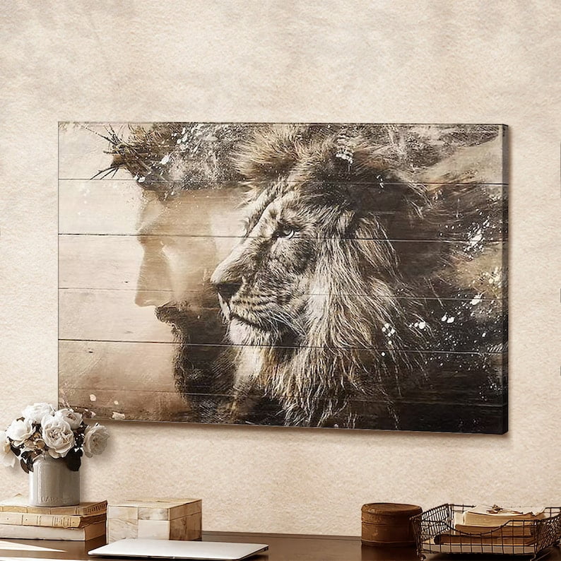 ArtlyWear Lion of Judah Biblical Christian Jesus Canvas Wall Art Print ...