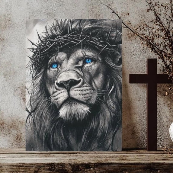 ArtlyWear Lion of Judah and Jesus with Crown of Thorns Canvas Wall Art ...