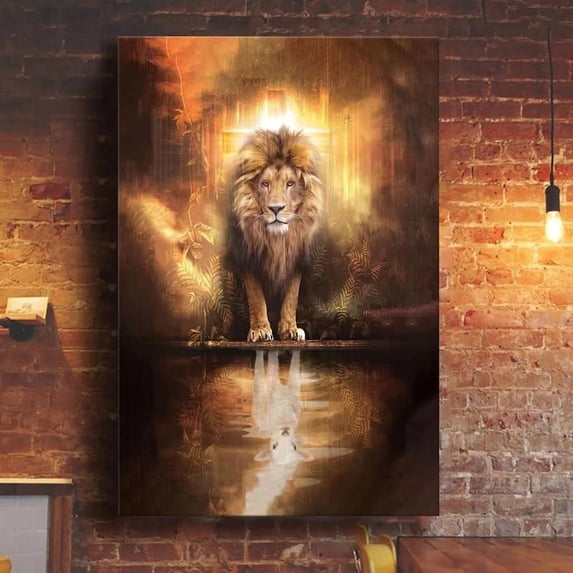 ArtlyWear Lion of Judah and Lamb Reflection Christian Wall Art Canvas ...