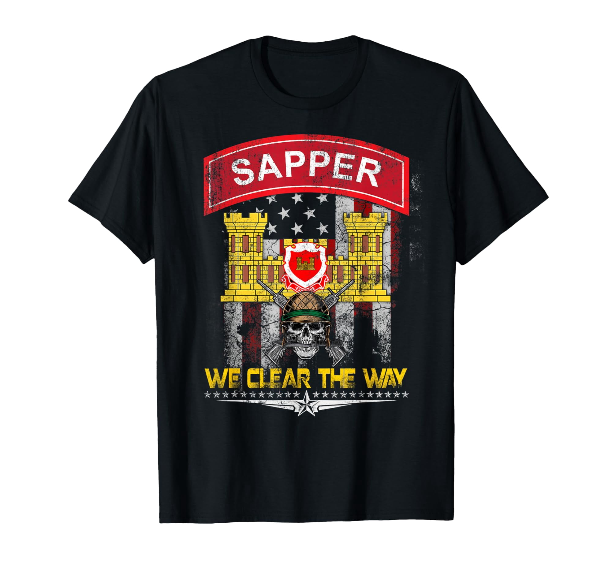 ArtlyWear Men's Cotton T-Shirt, 12B Sapper Combat Engineer Veteran ...