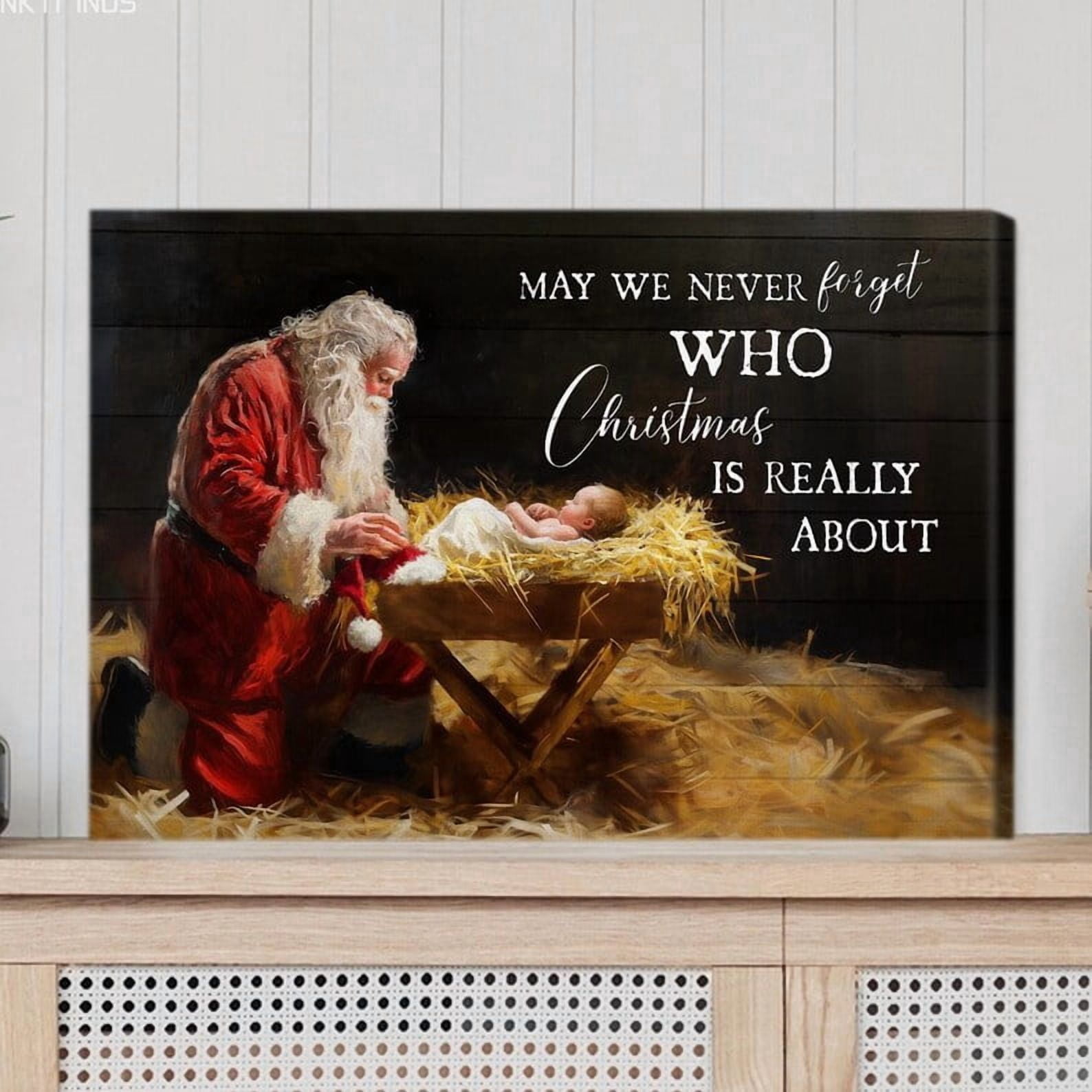 ArtlyWear Santa and Baby Jesus Every Knee Shall Bow Christmas Canvas ...