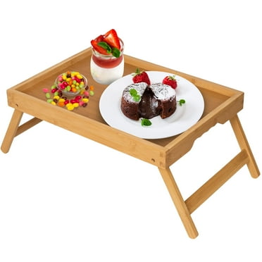 "Rossie Home Large Bamboo Media Bed Tray for Breakfast, Serving Food ...