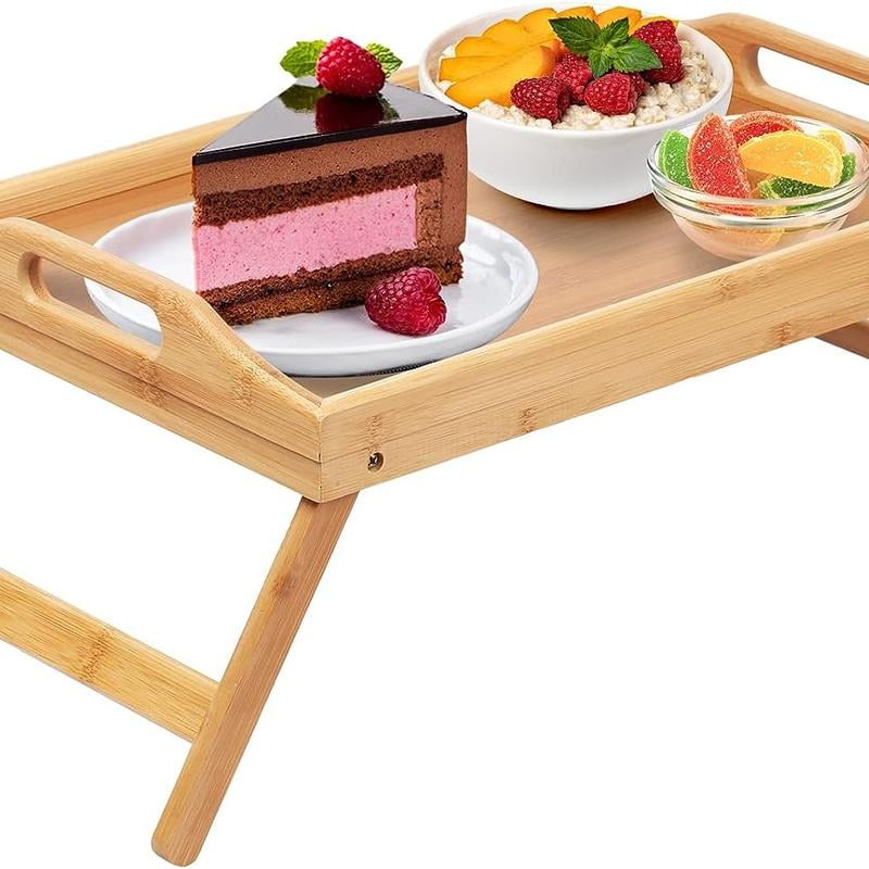 Artmeer Tray Table, Bed Tray Table Folding Legs Breakfast Food Tray ...