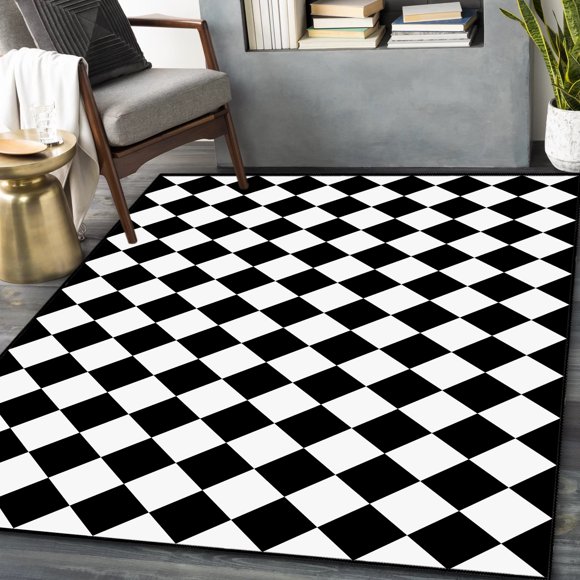 Black White Abstract Rug