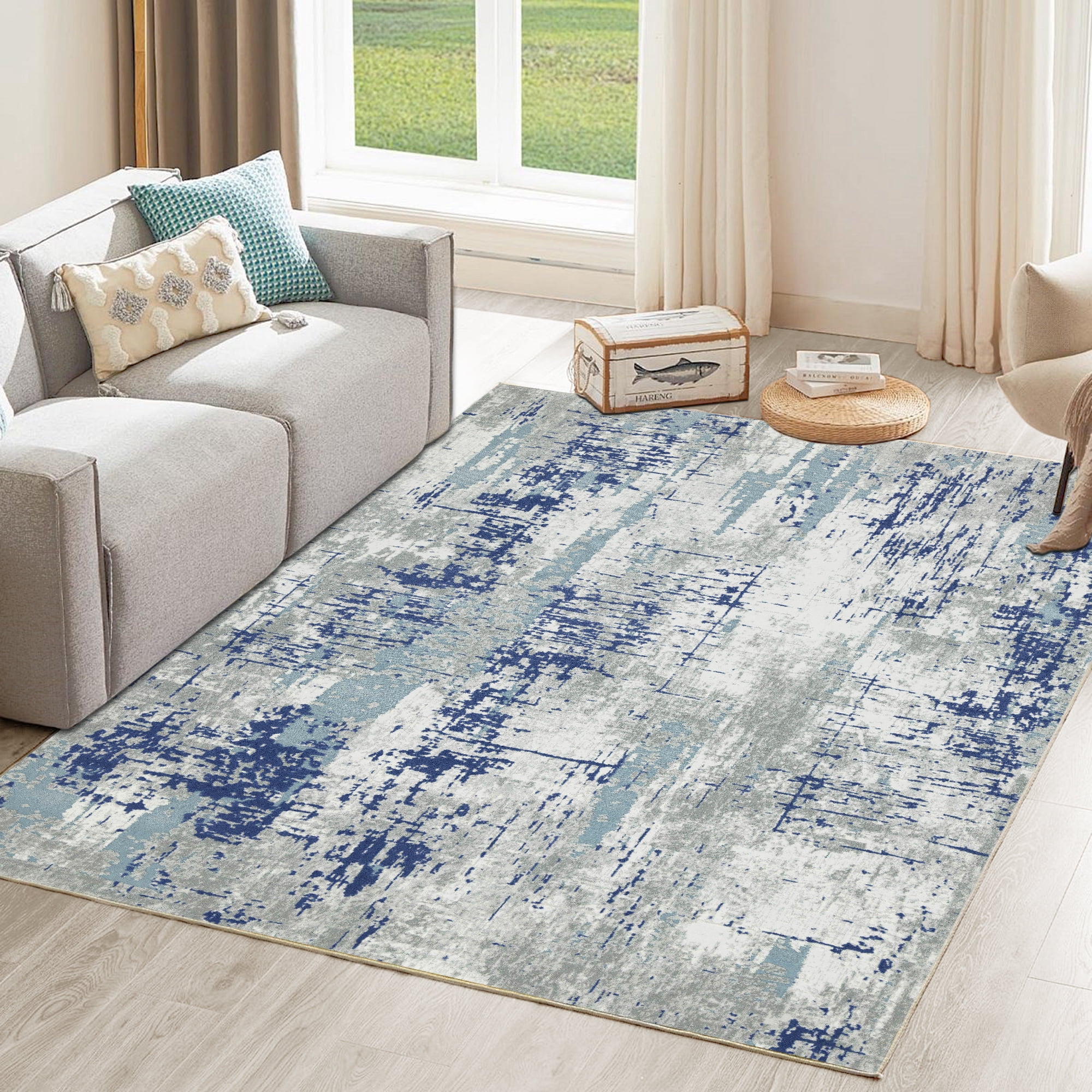 Artnice Modern Abstract Washable Area Rugs, Non Slip Rugs for Living ...