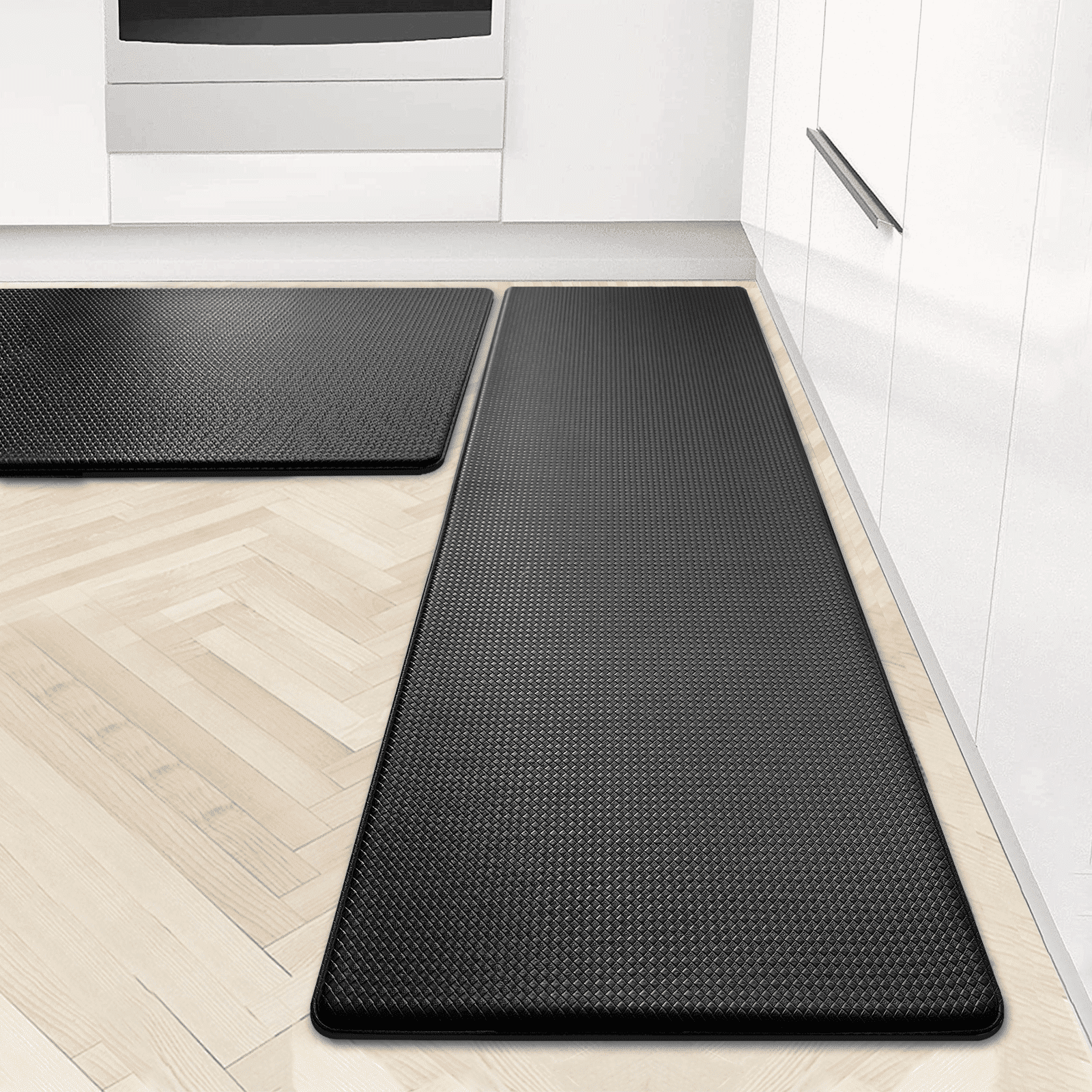 Artnice 2-Piece Black Kitchen Rugs, Anti Fatigue Non Slip Memory Foam ...