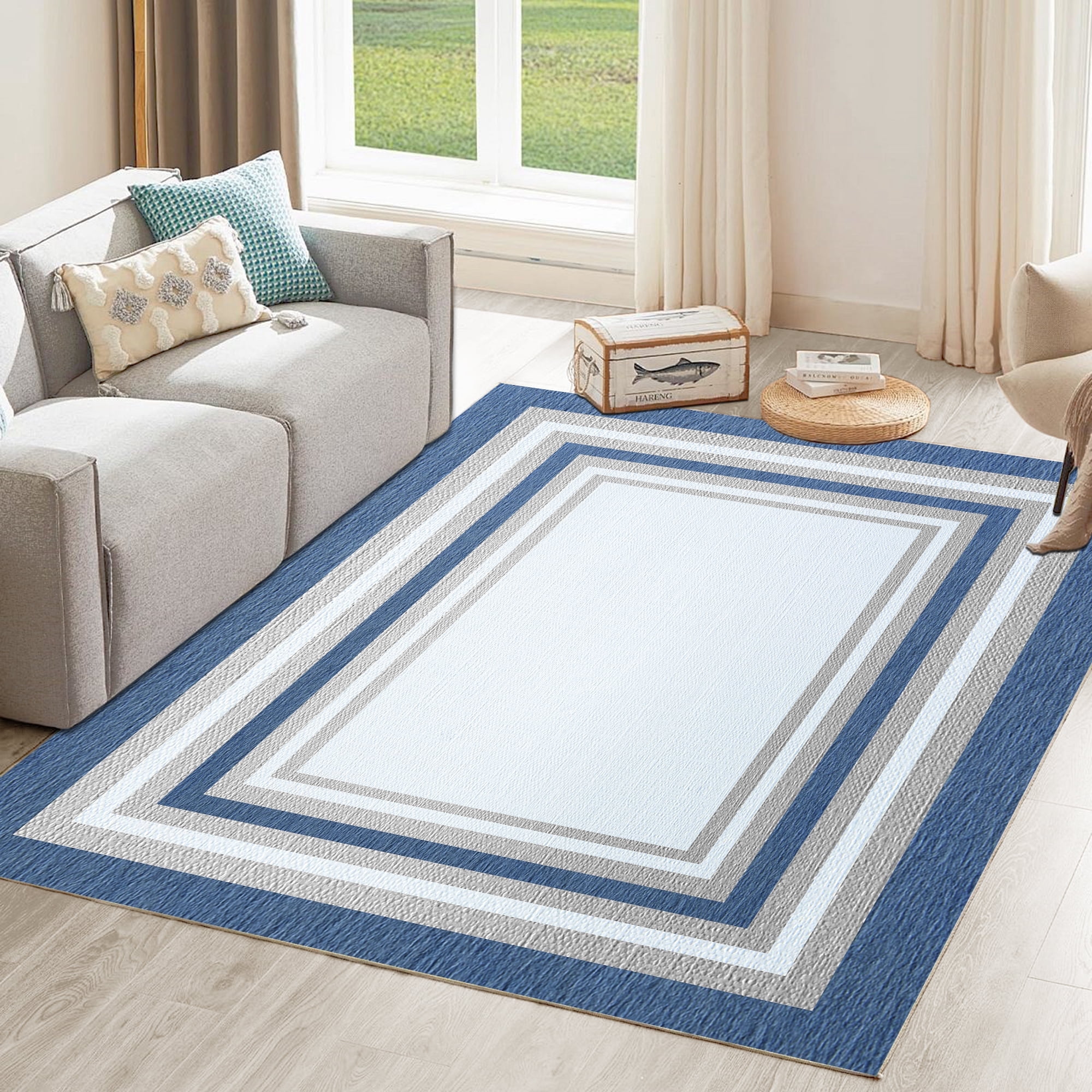 Artnice Modern Bordered Area Rugs 5x7, Washable Rugs for Living Room ...