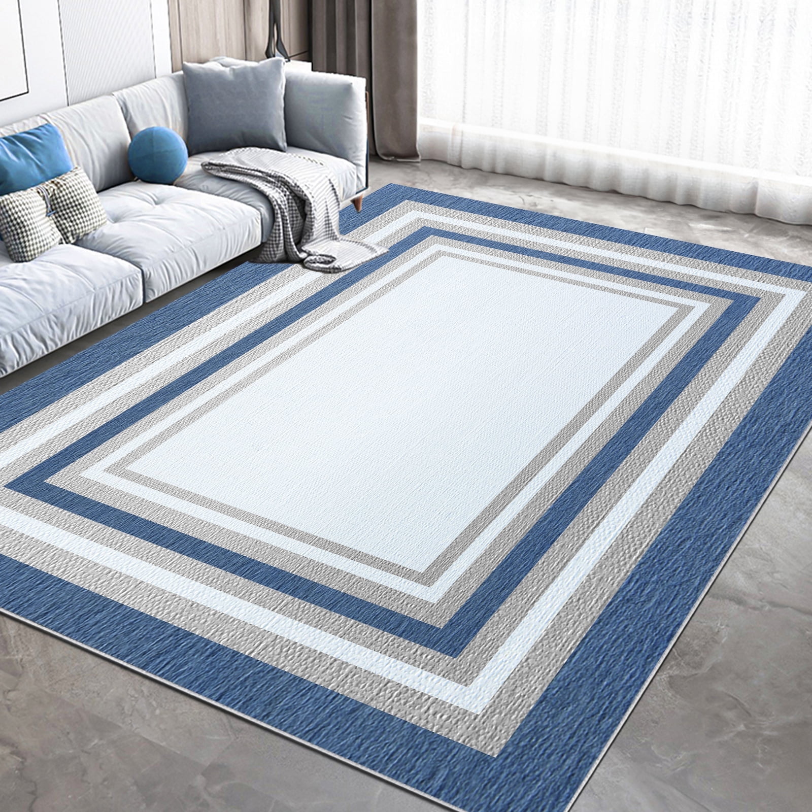Artnice Bordered Large Rugs for Living Room, Modern 8x10 Machine ...