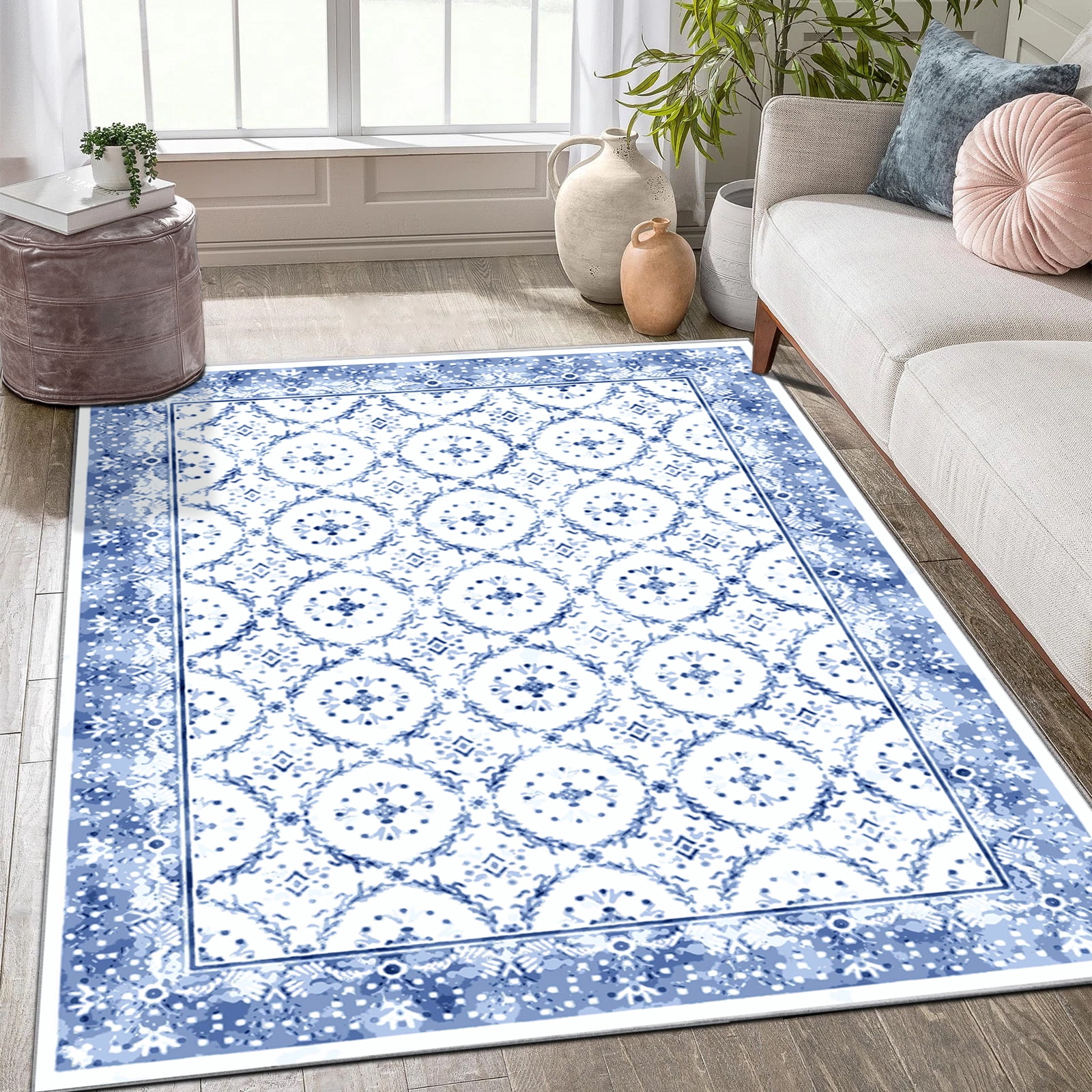 Artnice Vintage Floral Area Rugs for Living Room, 5x7 Machine Washable ...