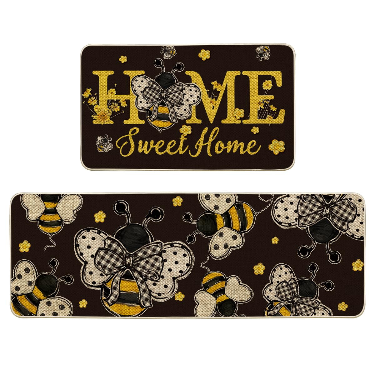 Artoid Mode Black Bee Home Sweet Home Spring Kitchen Mats Set of 2 ...