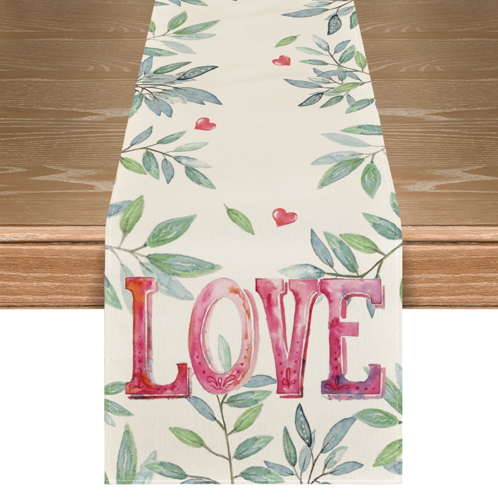 Artoid Mode Branch Leaves Love Valentine Table Runner 13 x 72 Inch ...