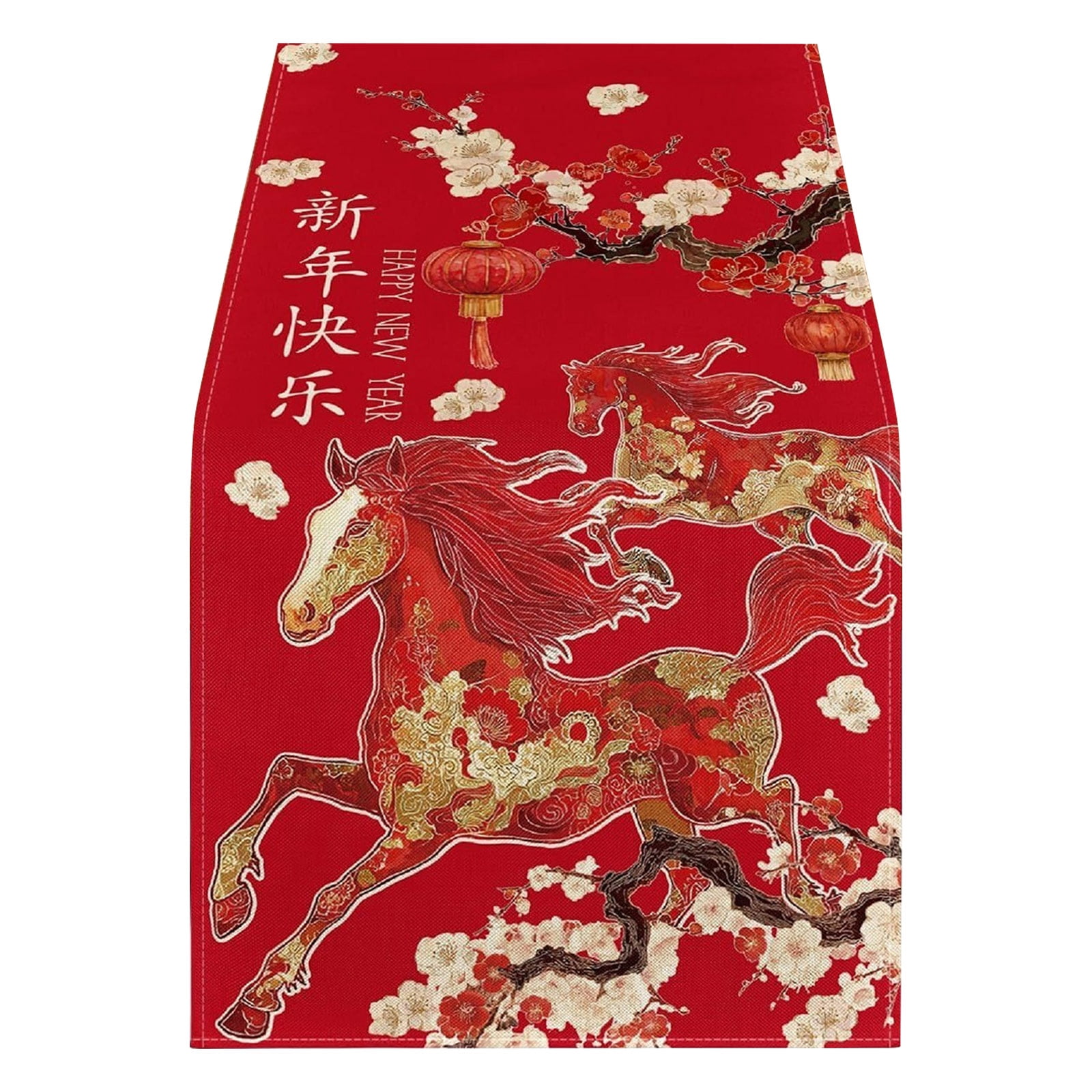 Artoid Mode Chinese Zodiac Horse 2026 Happy Lunar New Year Table Runner ...