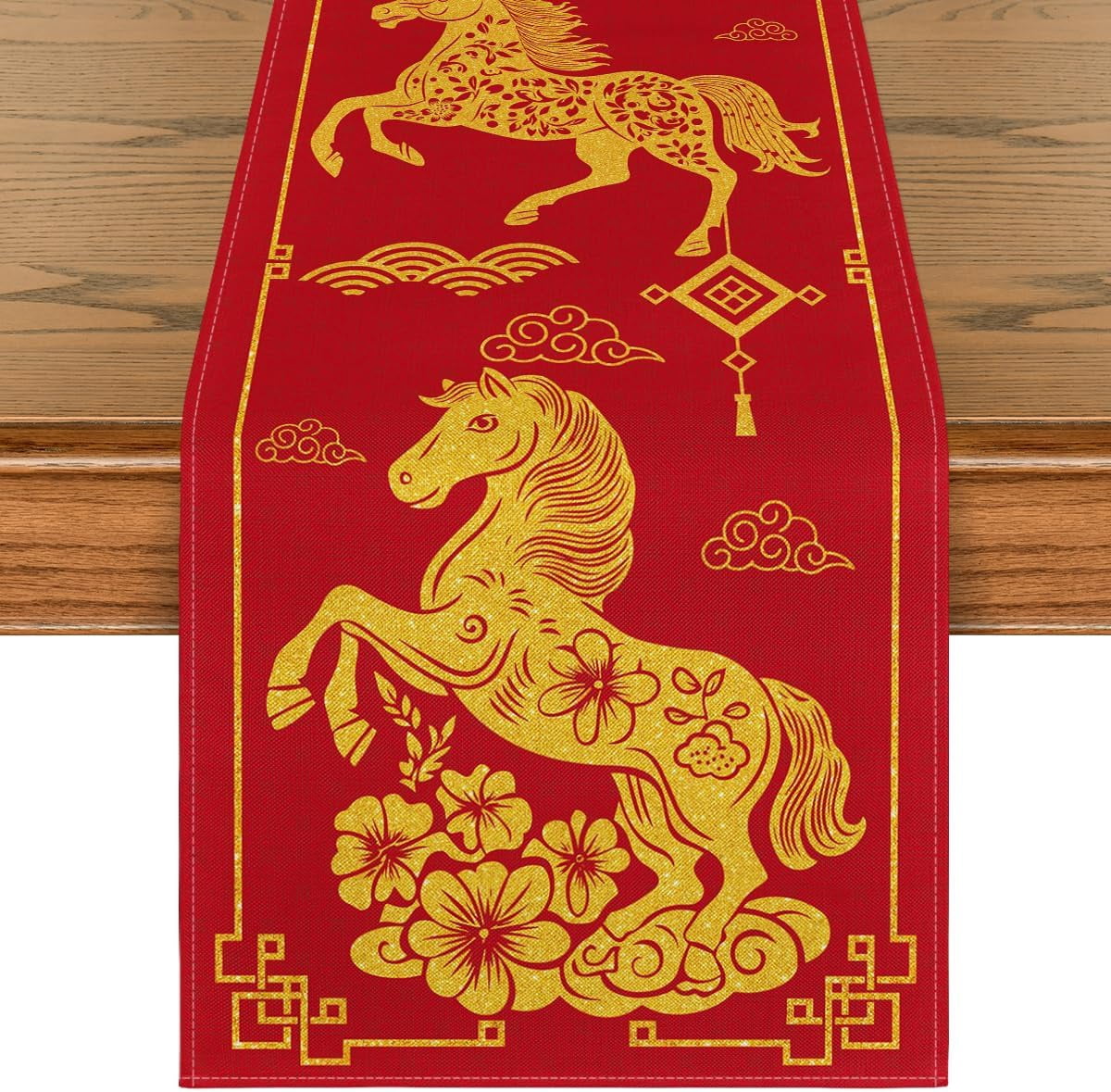 Artoid Mode Chinese Zodiac Horse 2026 Happy Lunar New Year Table Runner ...