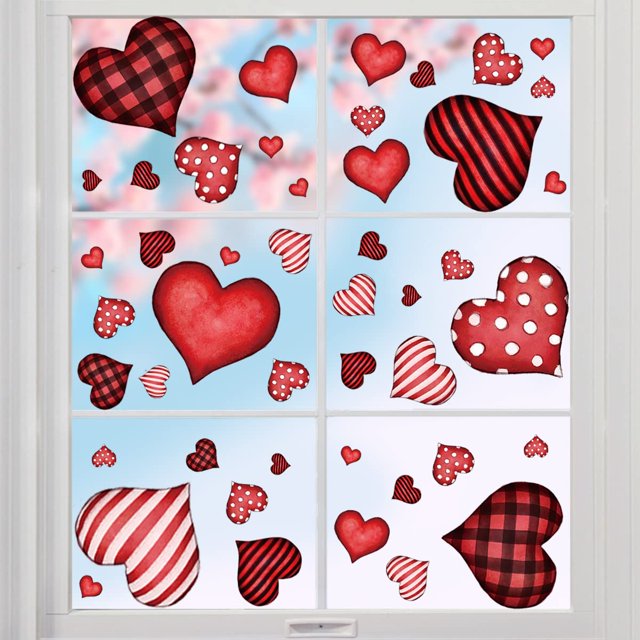 Artoid Mode Love Heart 102 PCS Valentine's Day Window Cling Sticker ...
