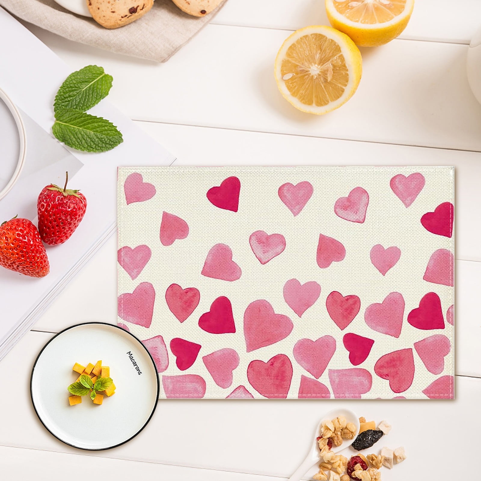 Artoid Mode Love Heart Valentines Day Placemats Set For Wedding Holiday ...