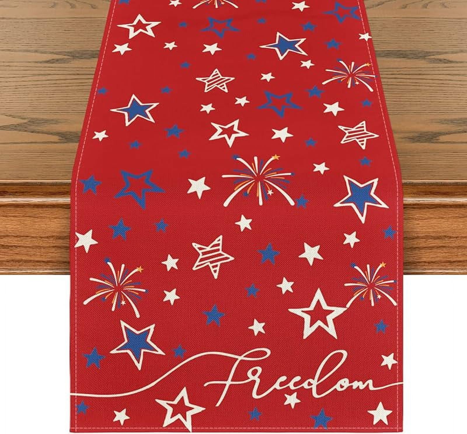Artoid Mode Patriotic Freedom Stars 4th of July Table Runner, Memorial ...