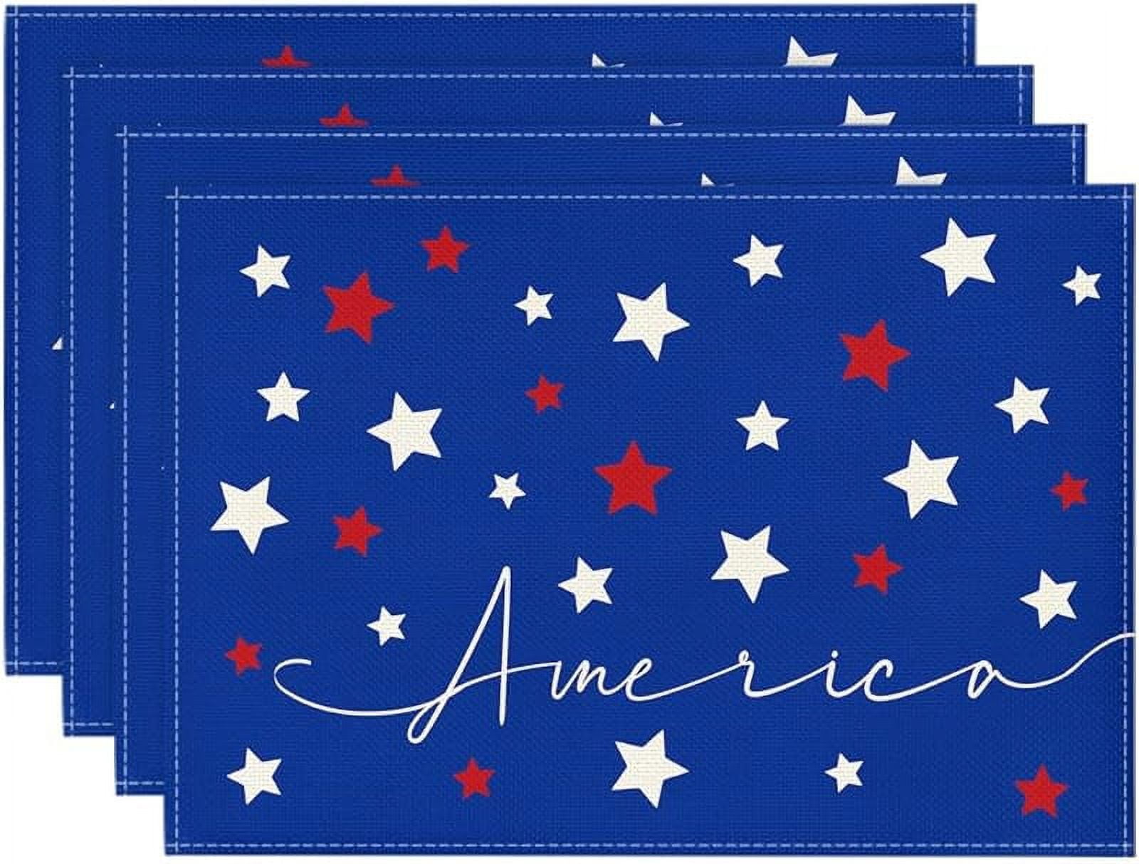 Artoid Mode Red Blue Stars America Patriotic 4th of July Placemats Set ...