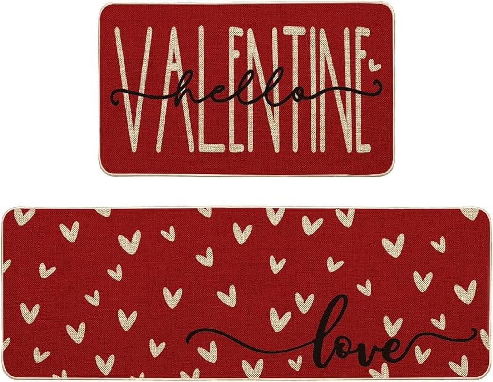 Artoid Mode Red Love Heart Hello Valentine's Day Kitchen Mats Set of 2 ...