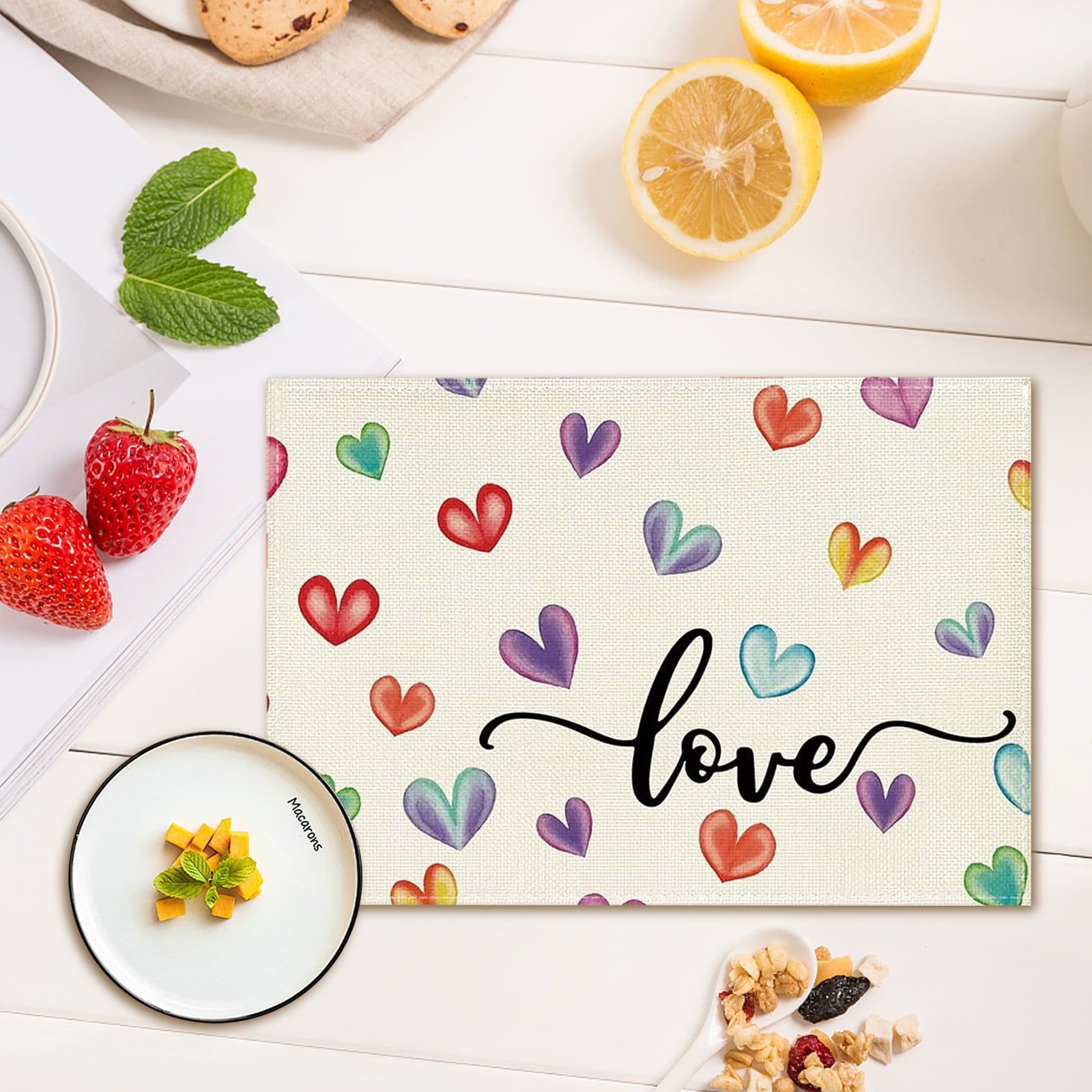 Artoid Mode Red Love Valentines Day Placemats Set Of Wedding Holiday ...