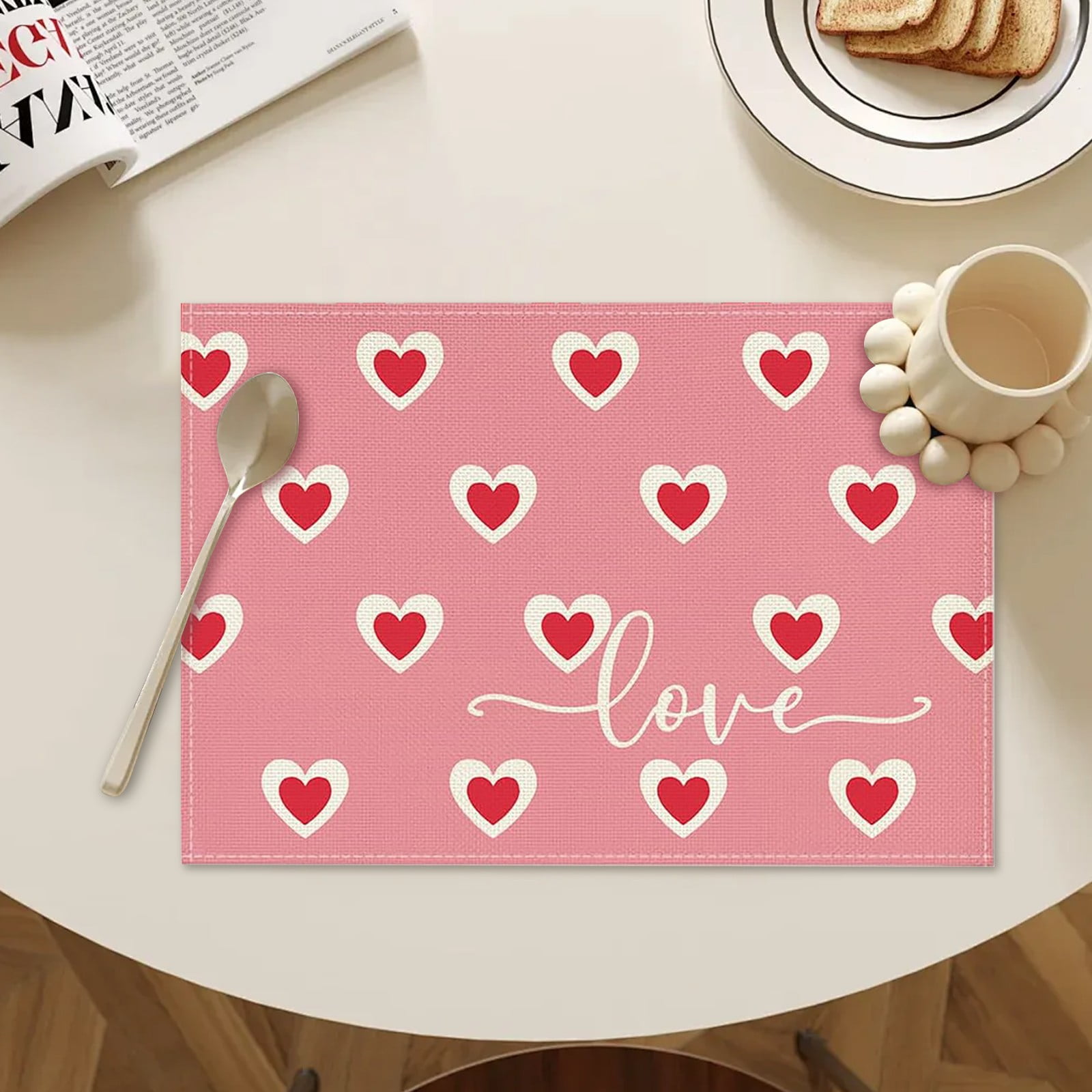 Artoid Mode Red Love Valentines Day Placemats Set Of Wedding Holiday ...