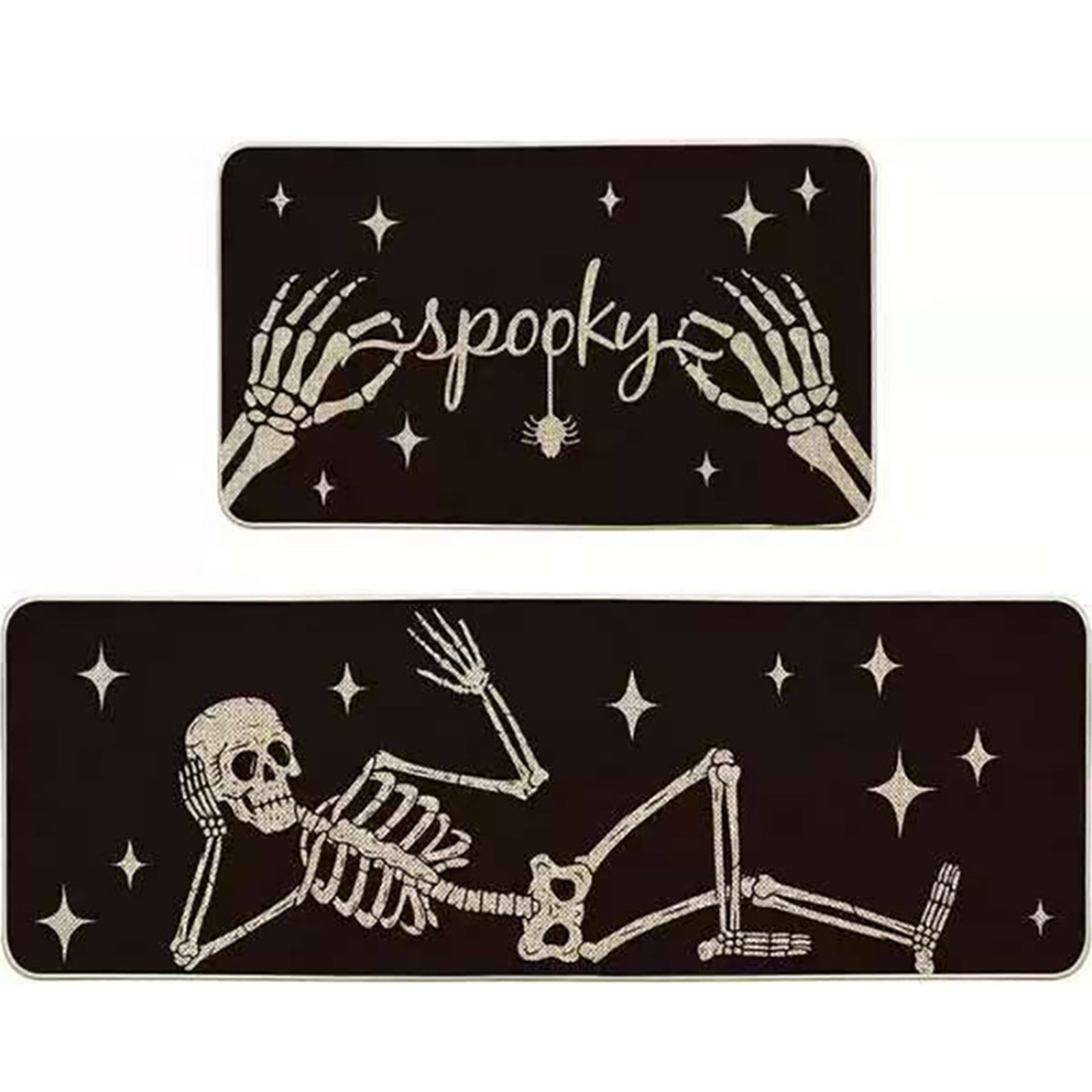 Artoid Mode Spooky Skeleton Spider Bone Black Halloween Kitchen Mats ...