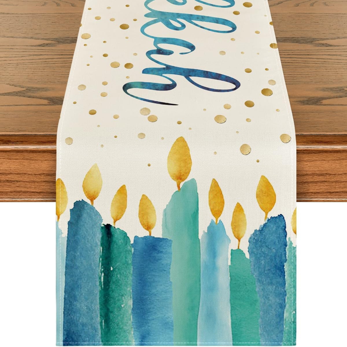 Artoid Mode Watercolor Star Olives Hanukkah Table Runner - a festive ...