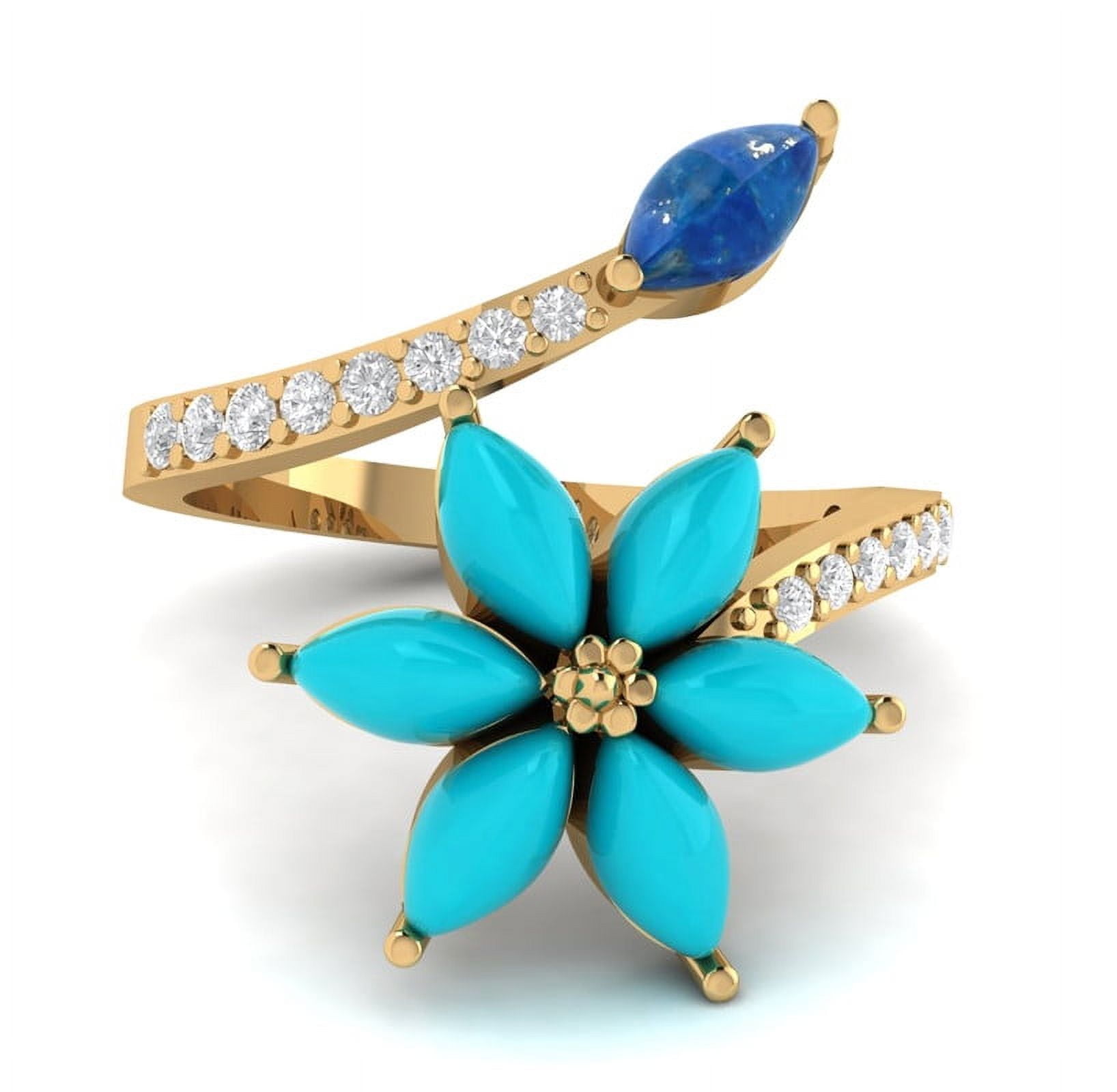 ArtpalaceByMitika Kai Flora Blossom Turquoise and Opal Cocktail Ring ...