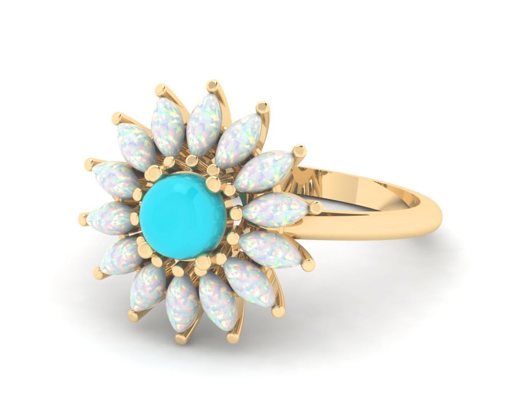 ArtpalaceByMitika Turquoise Women Rings, Turquoise with Opal Engagement ...