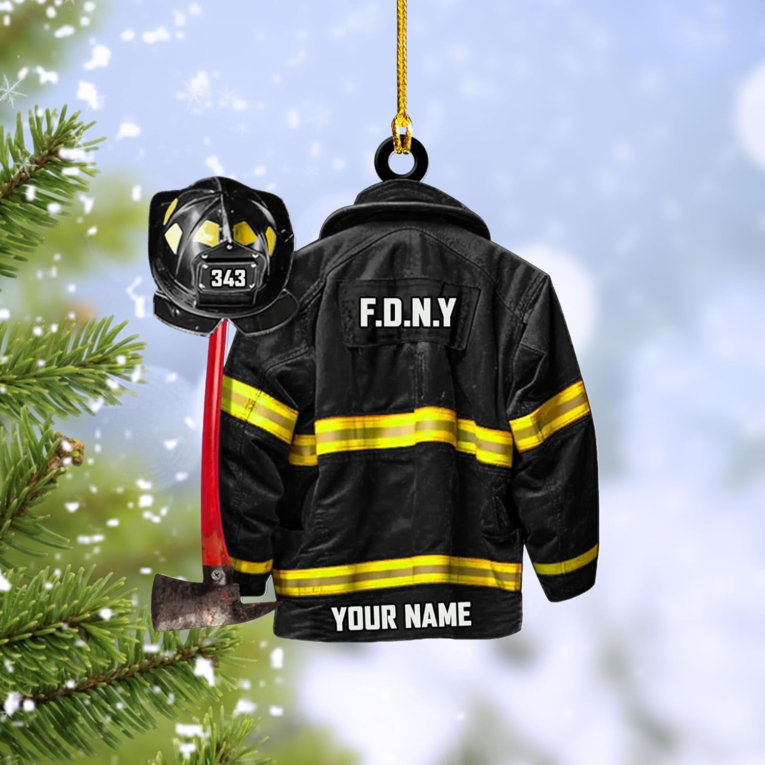 Artparel Personalized Firefighter Christmas Ornaments Fire Department Gifts Thin Red Line ...