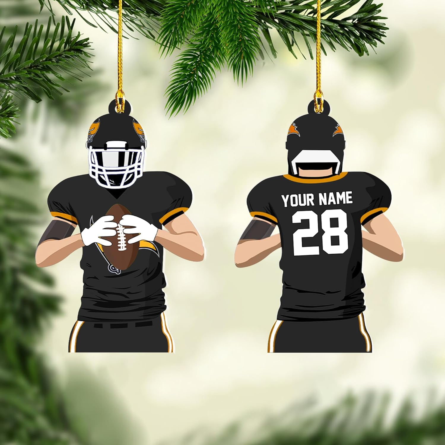 Artparel Personalized Football Ornament Customized Football Christmas ...
