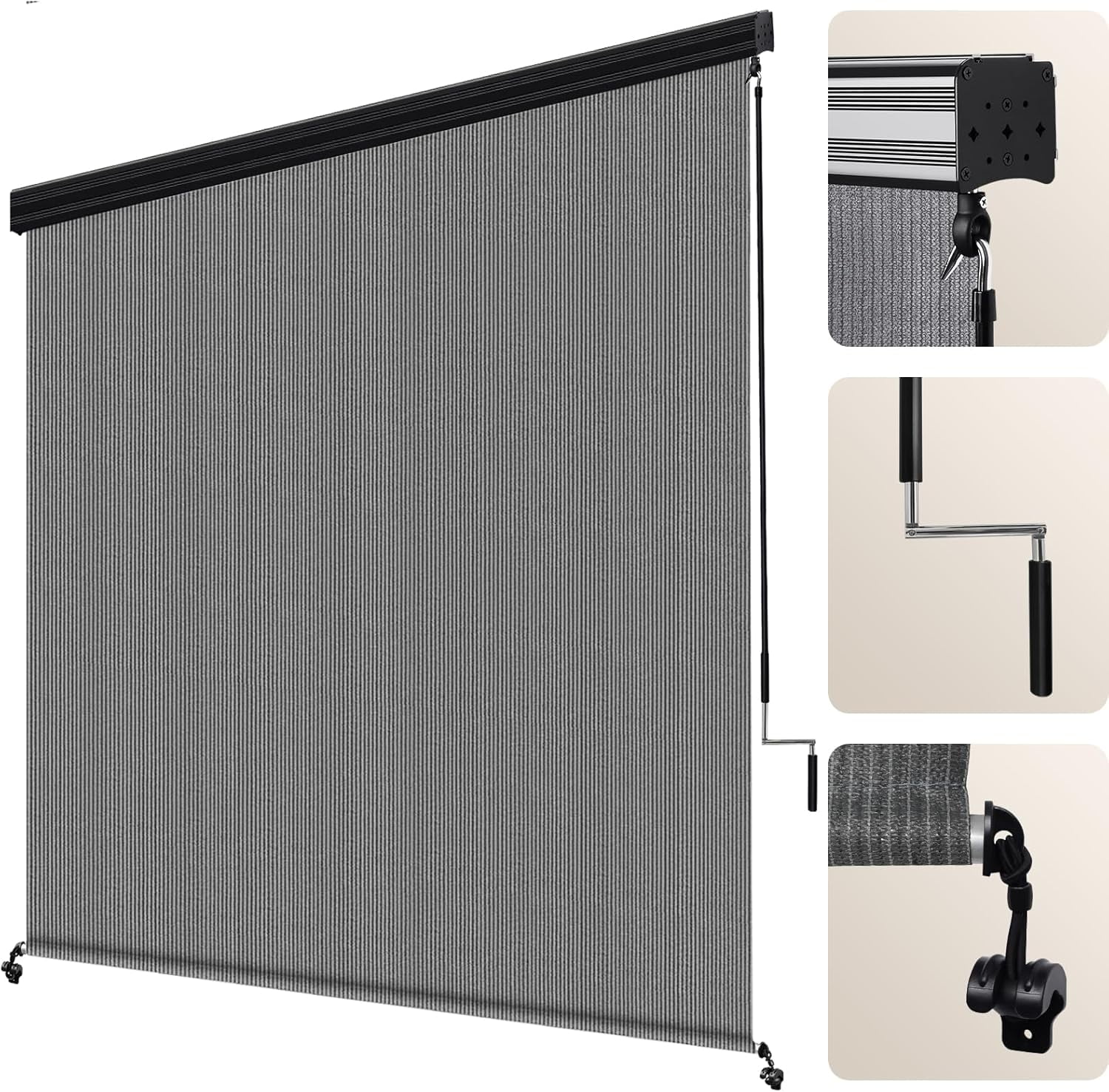 Artpuch Outdoor Roll Up Shade with Aluminum Valance and Wand Operation ...