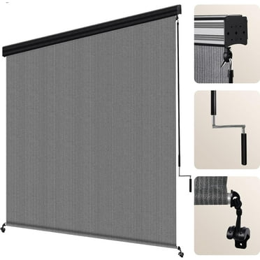 Summit Living Outdoor Patio Roller Sun Shade, Crank Operated Fabric ...