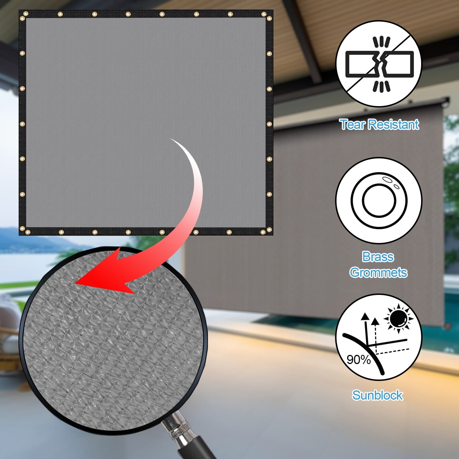 Artpuch Shade Fabric Sun Shade Cloth with Grommets GN08 for Pergola Replacement Shade Cover ...