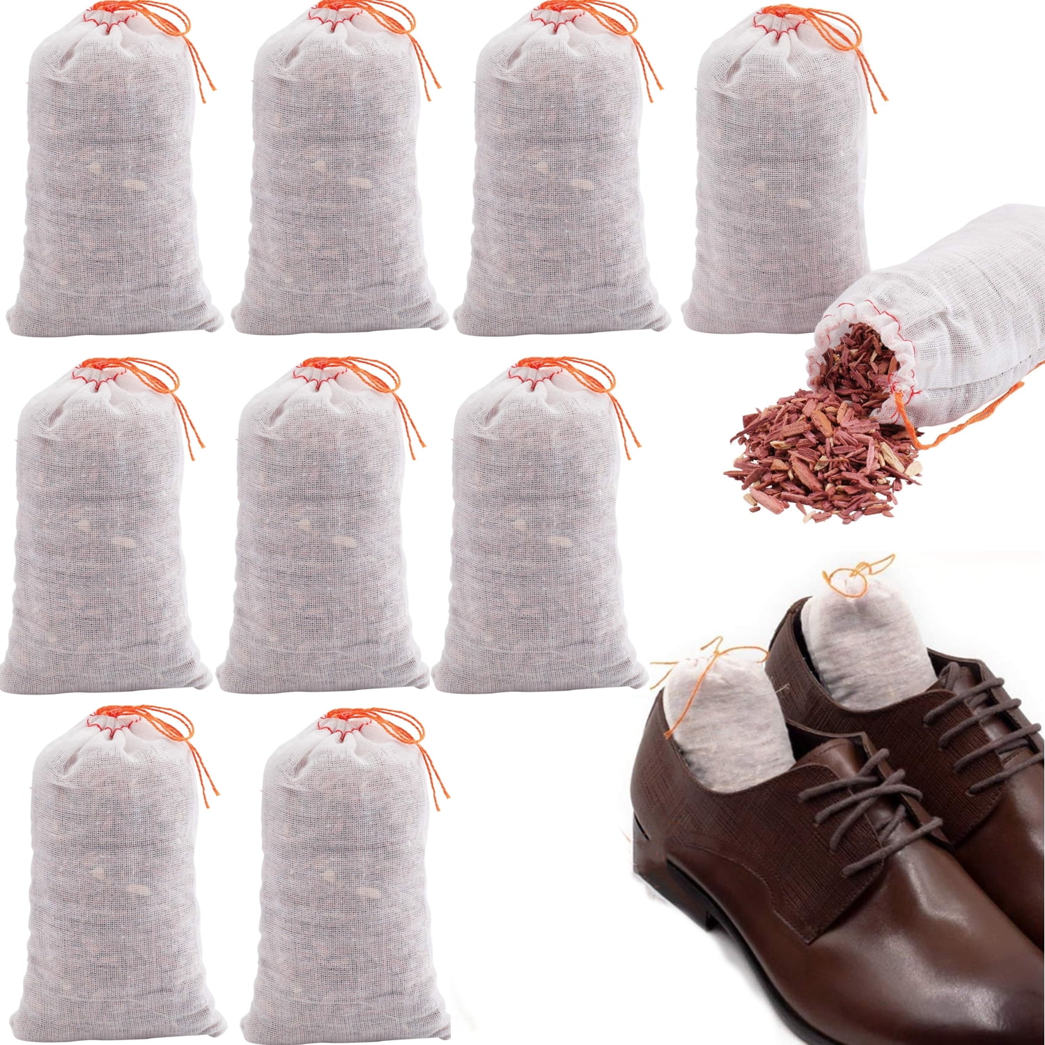 Artrylin 10Pack Cedar Sachets Bags, Red Cedar Chips Sachets for Shoes ...