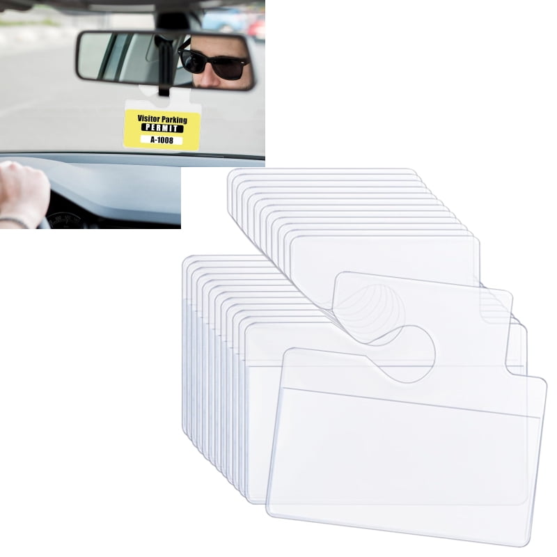 Artrylin 10Pcs Horizontal Transparent Plastic Parking Permit Holder Parking Pass Holder Rearview ...