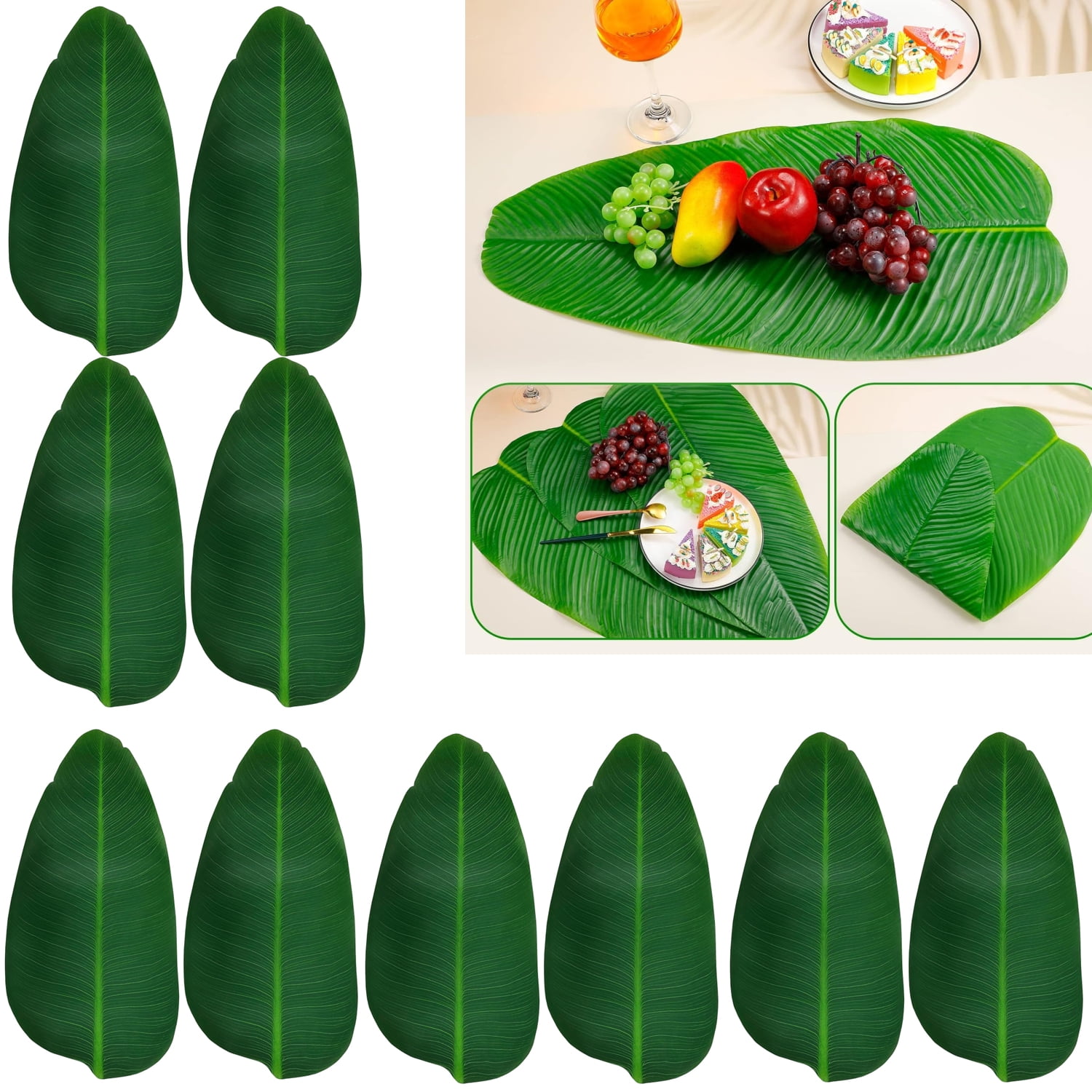 Artrylin 10Pcs Large Artificial Banana Leaves Faux Tropical Leaves for ...
