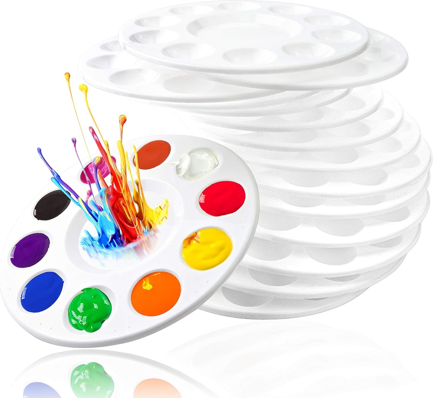 Artrylin 10Pcs Paint Tray Palettes with 10 Wells, Plastic Paint Pallets ...