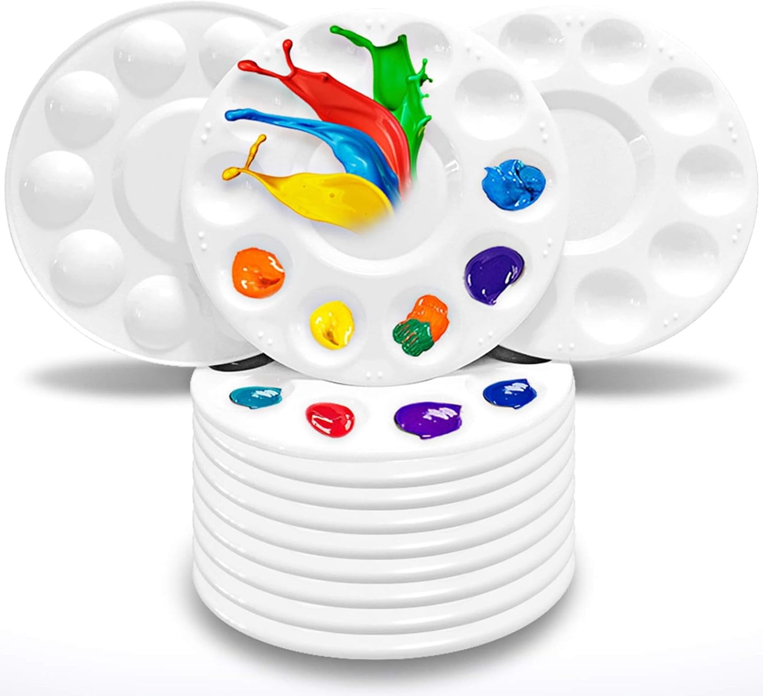 Artrylin 10Pcs Paint Tray Palettes for Kids, White Plastic Paint Pallet ...