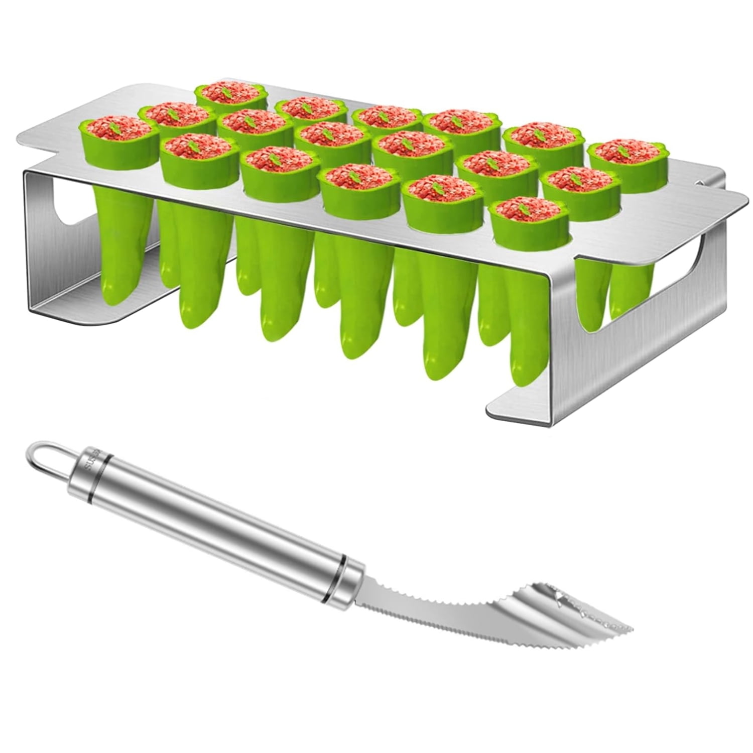 Artrylin 2 Pack Jalapeno Grill Rack with Corer Tool, Barbecue Jalapeno ...