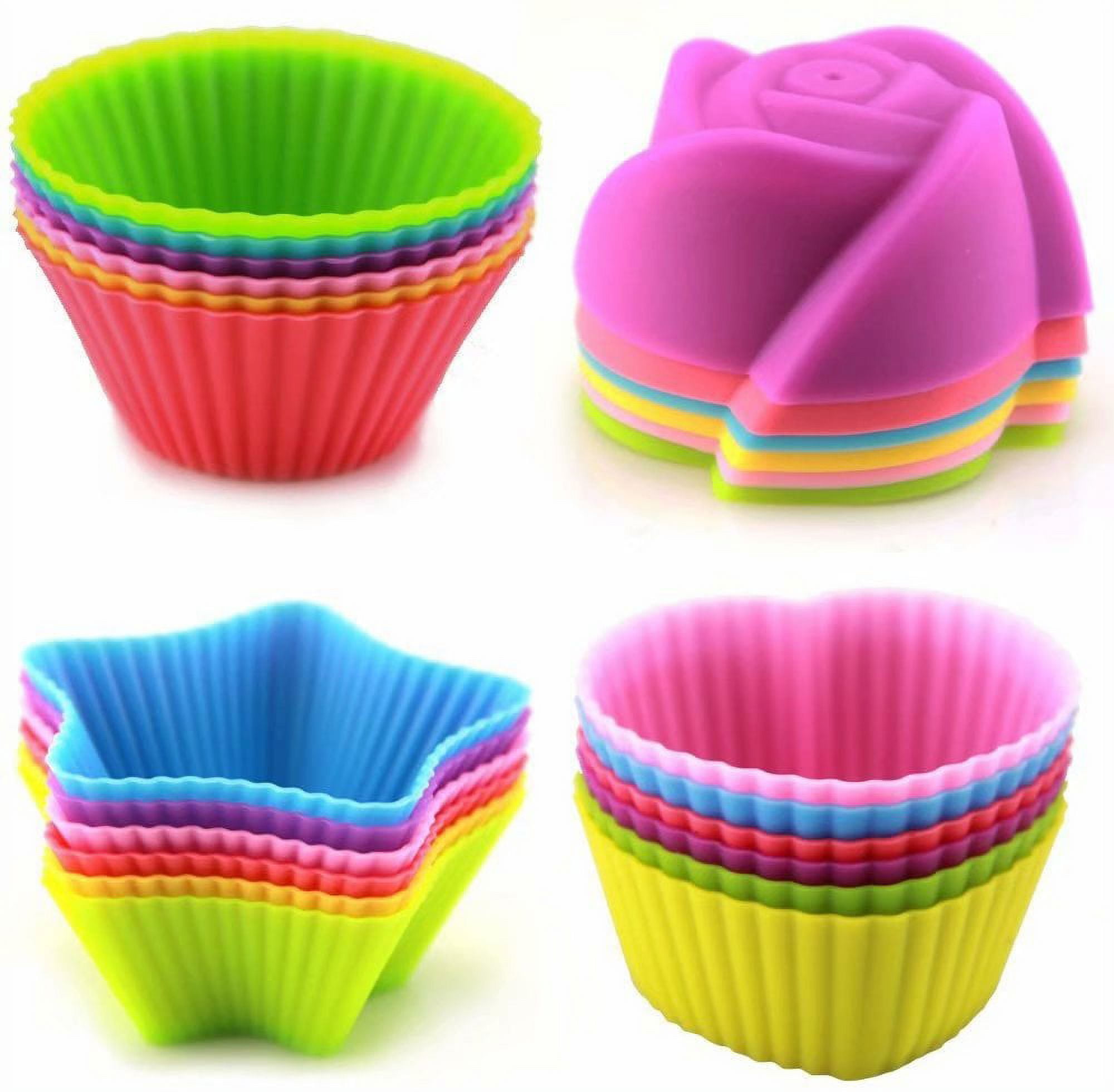 Artrylin 24 Pack Silicone Baking Cups Reusable Muffin Liners Non-Stick ...