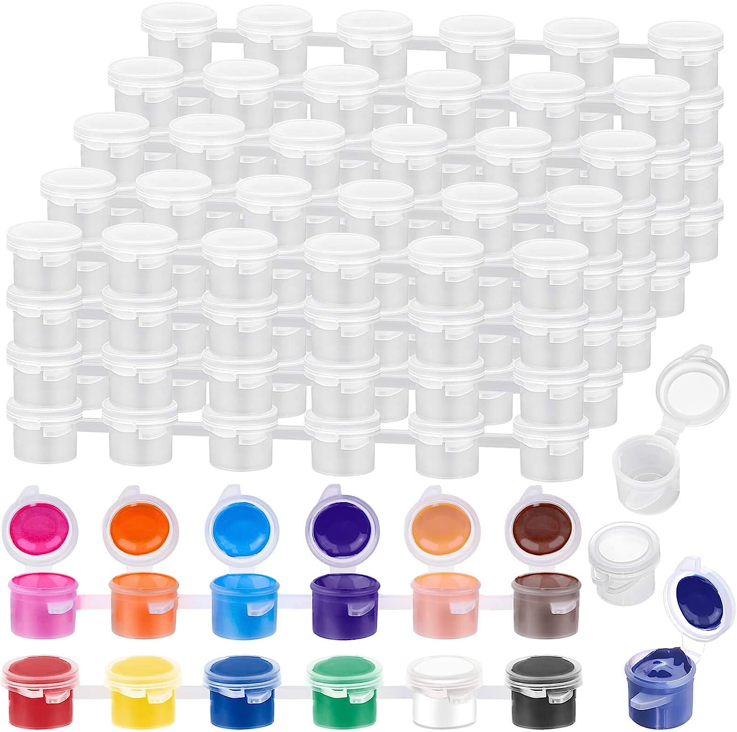 Artrylin 240 Pieces Empty Paint Pot, 40 Strips Mini Paint Container ...