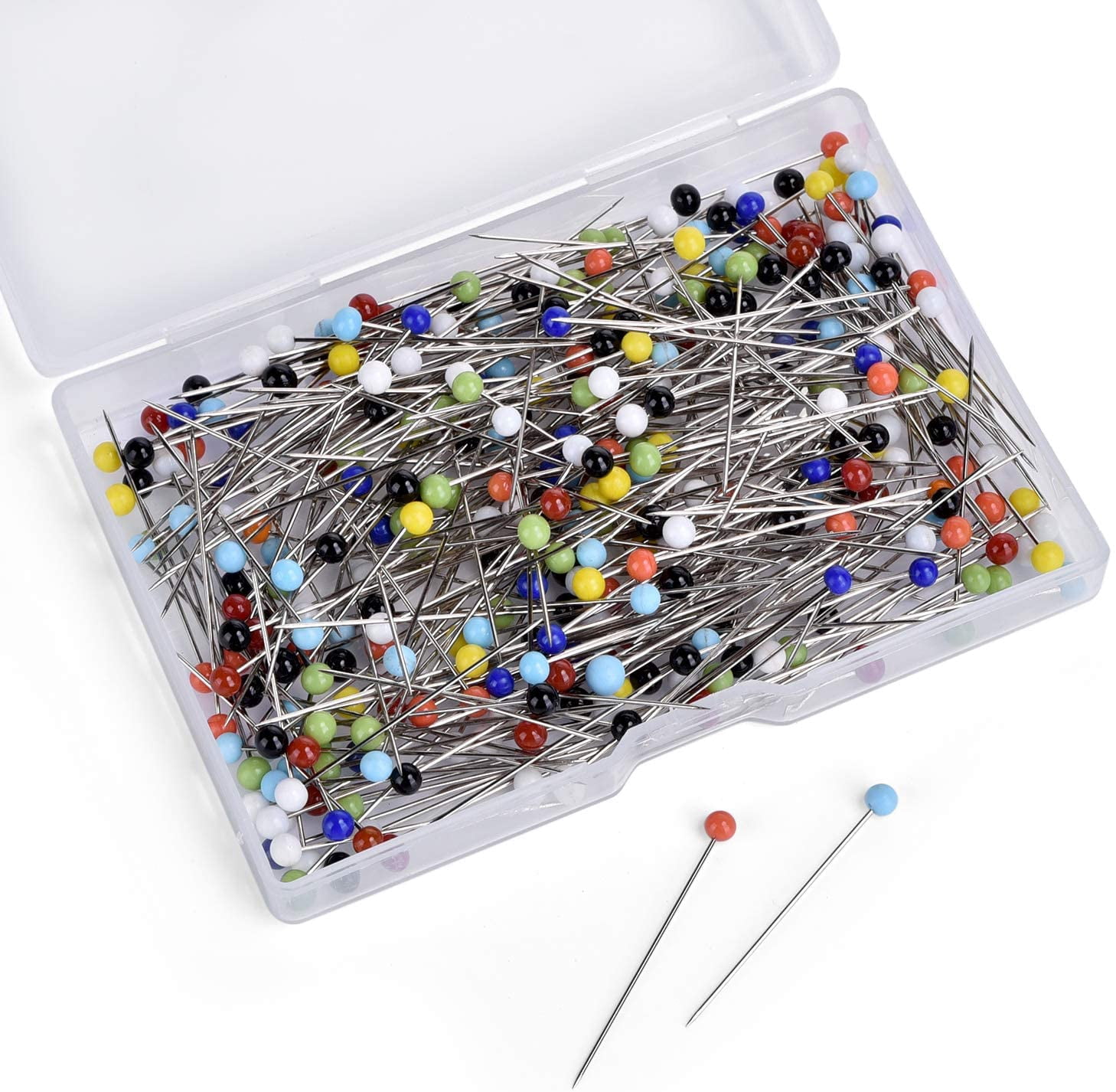 Artrylin 250 Pieces Sewing pins, Ball Glass Head Pins 38mm Length Bead ...