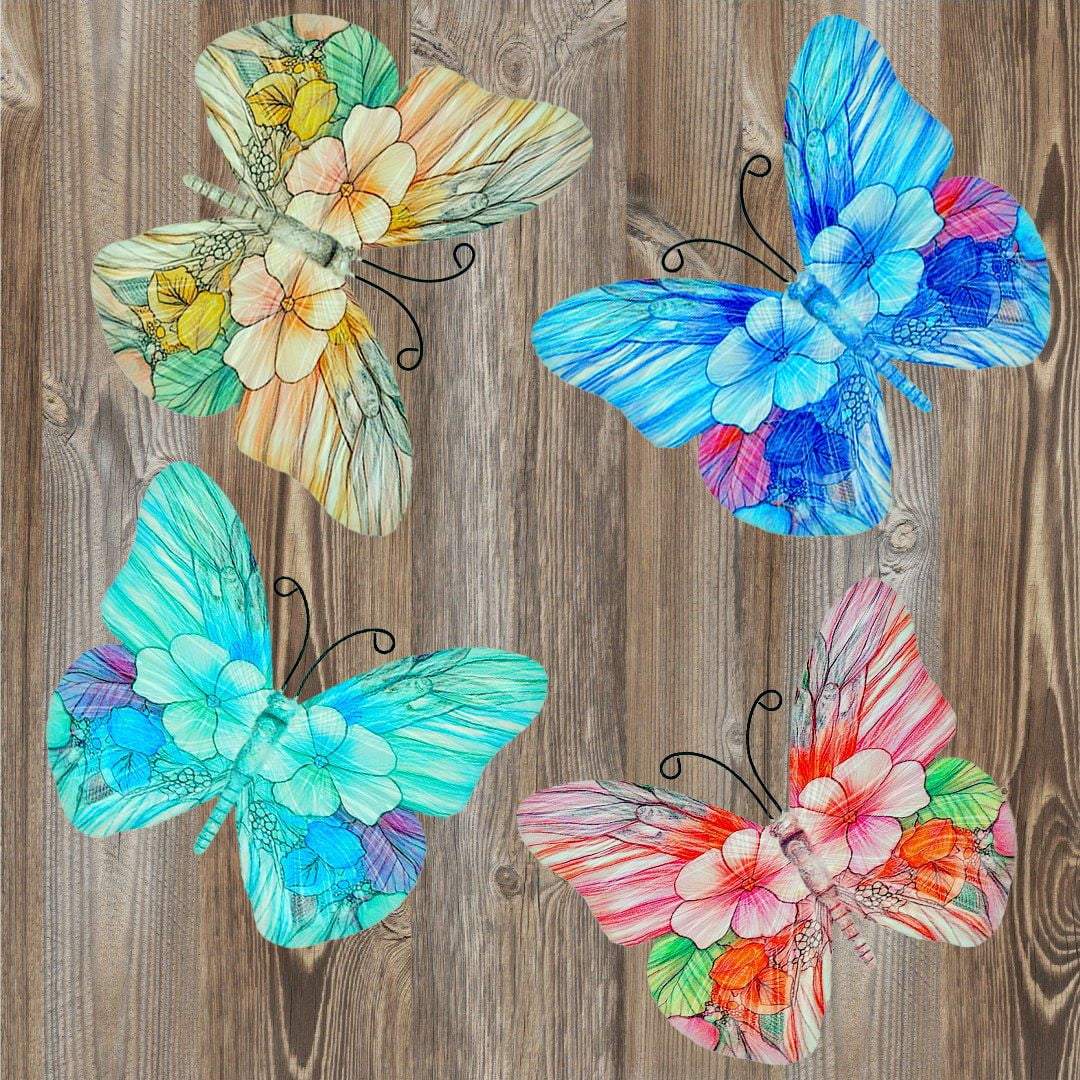 Artrylin 4 Pieces 6.7in Butterfly Wall Art Decoration Garden Ornaments ...