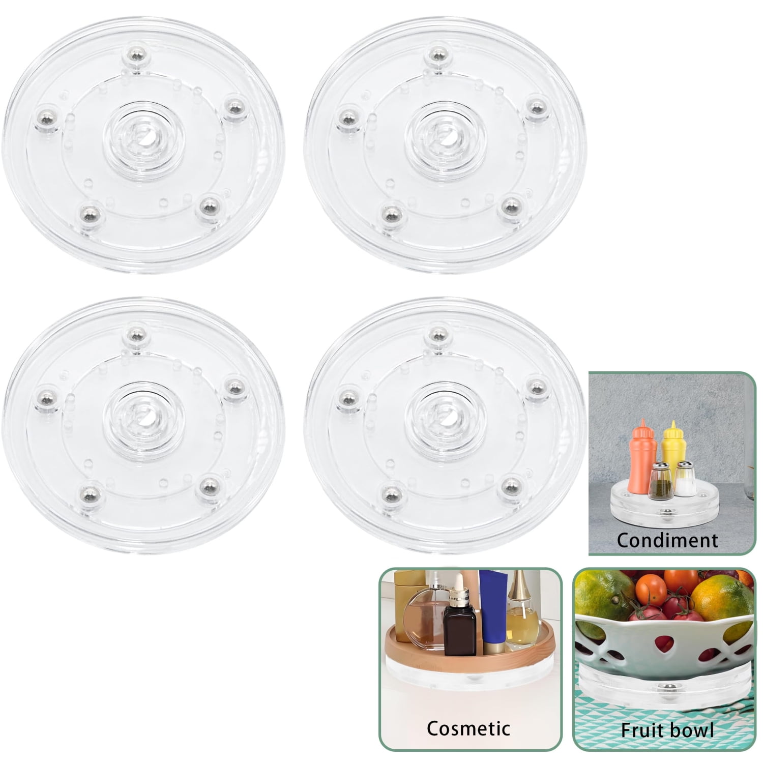 Artrylin 4Pcs Transparent Acrylic Lazy Susan Turntable Organizer Ball ...